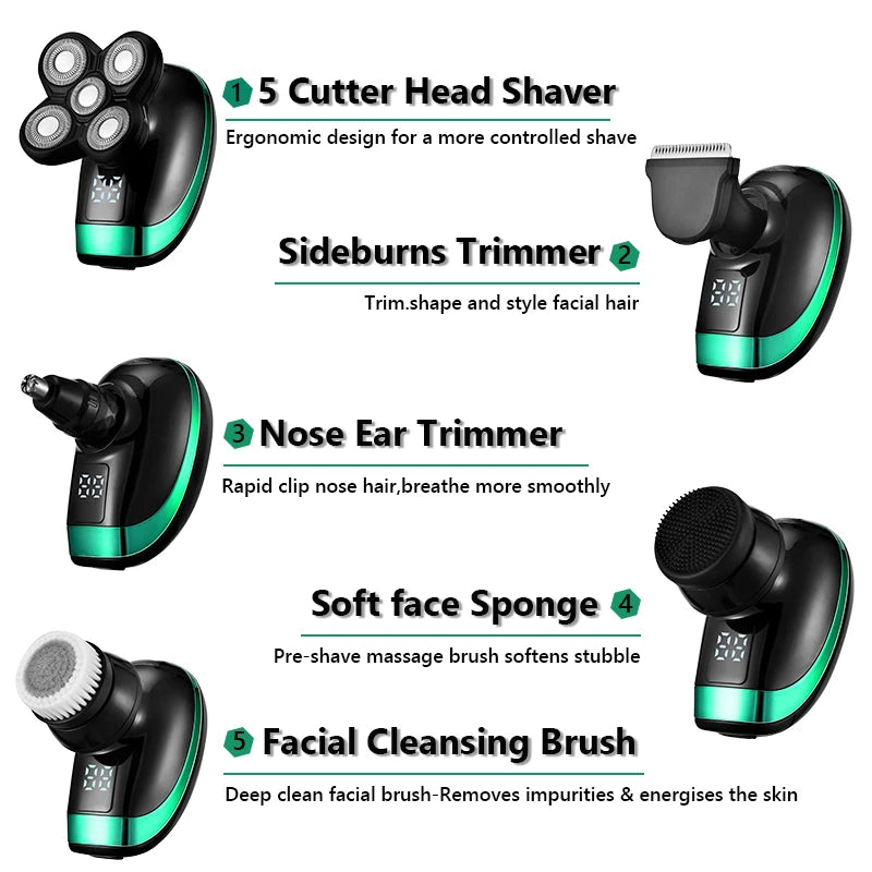 5 in 1 Men's Rechargeable Head Shaver – Venturna Emporium